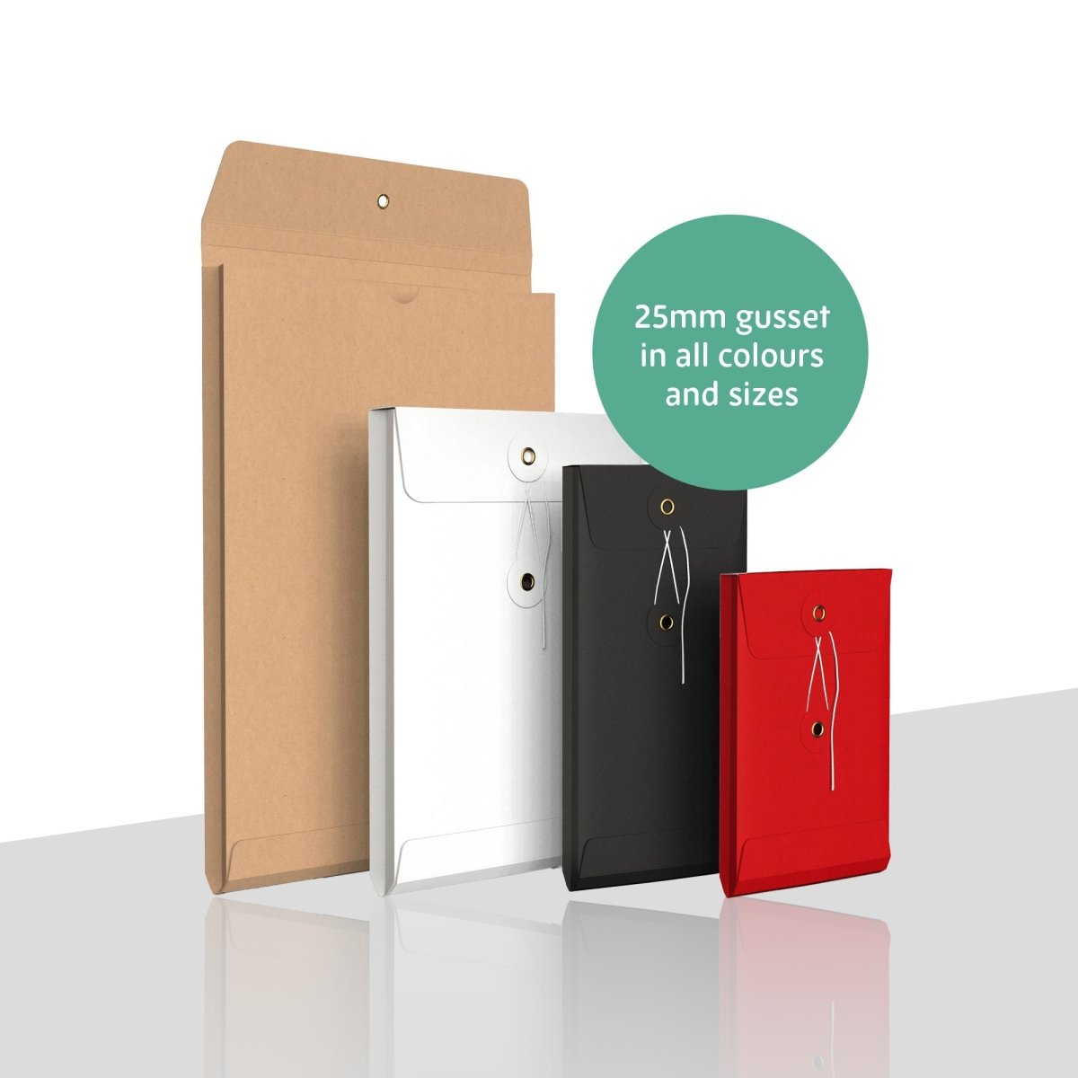 Black String and Washer Gusset Envelopes | Postal Packaging